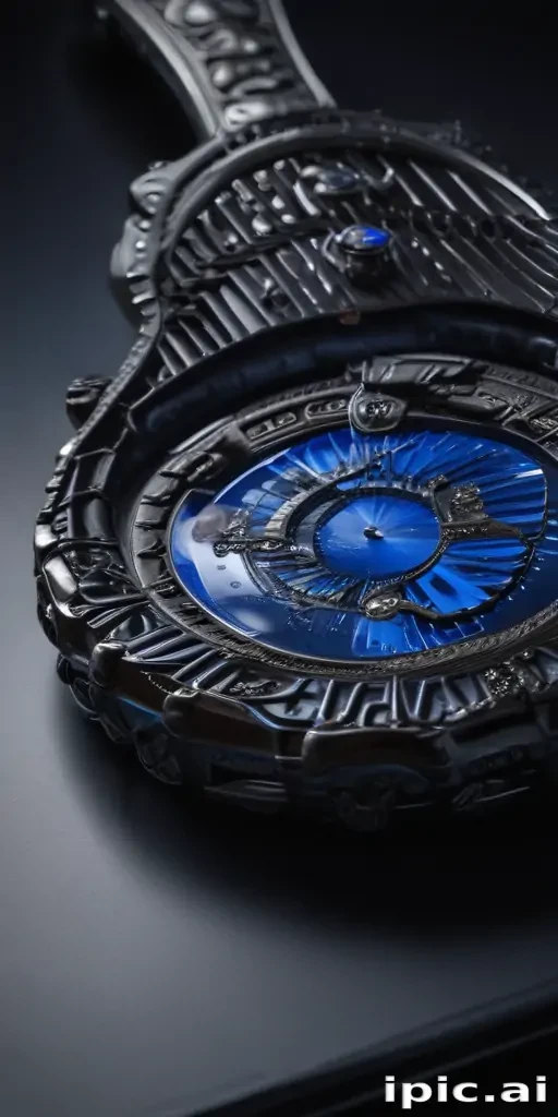 Intricate Design of a Luxurious Watch with Striking Blue Details