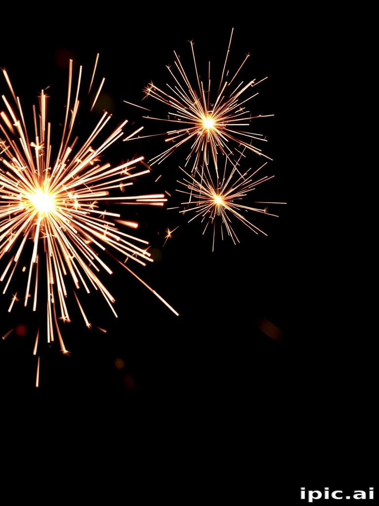 Colorful Sparklers Lighting Up the Dark Night Sky with Joyful Energy