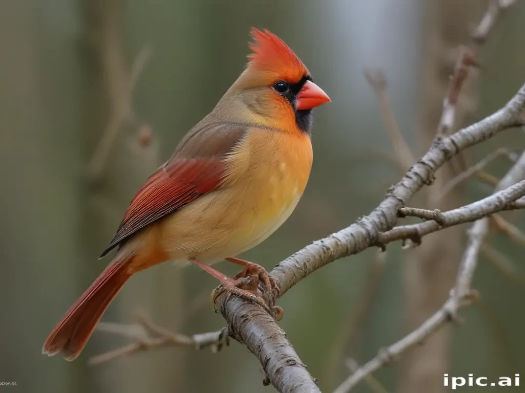 Vibrant Cardinal Bird Perched Gracefully on a Branch in Nature