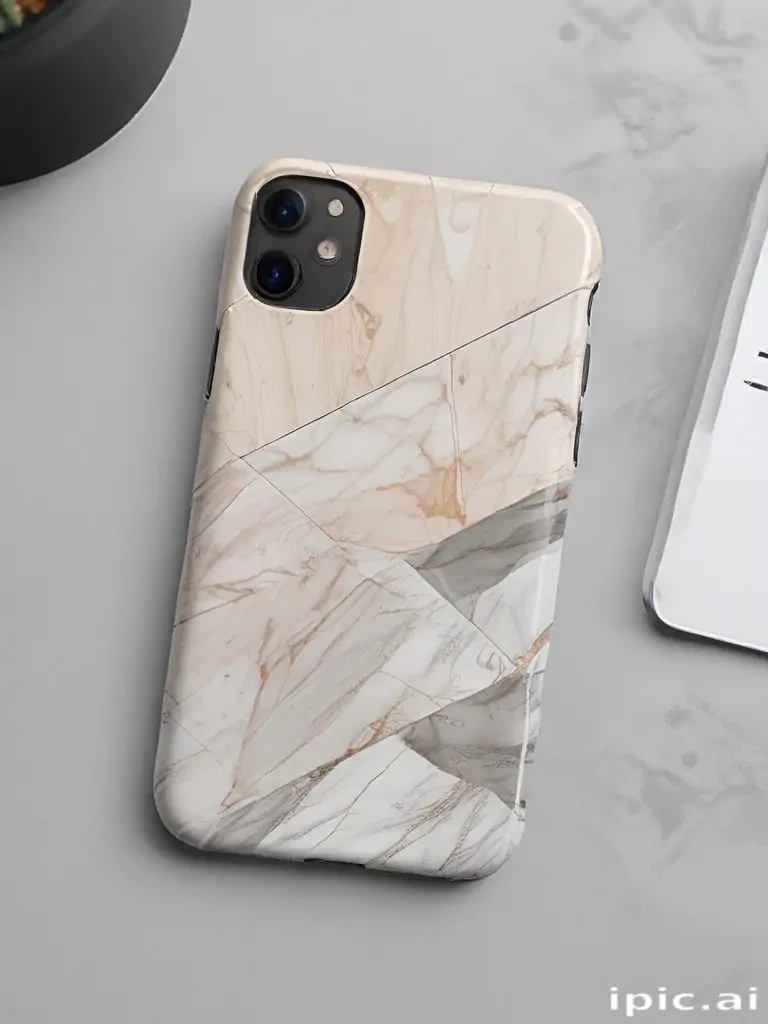 Elegant Marble Design Phone Case with Stylish Geometric Patterns and Colors