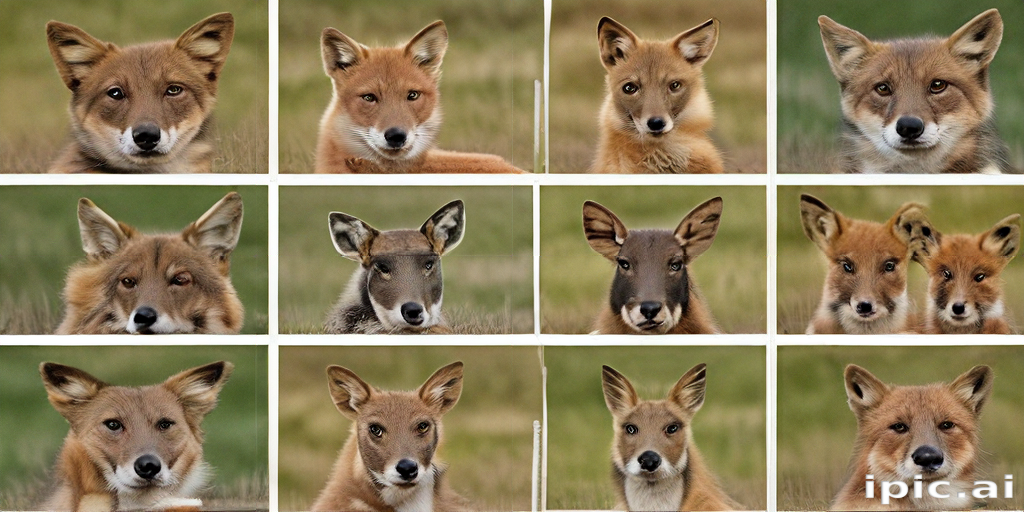 A Beautiful Collage of Various Fox Faces Captured in Nature.