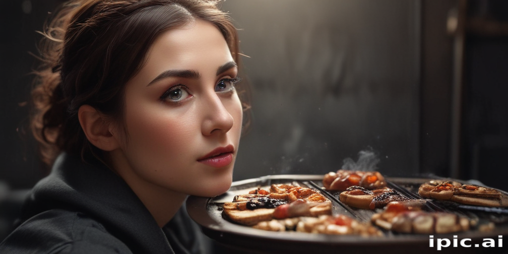 Captivating Female Chef Posing with Artfully Arranged Gourmet Dishes