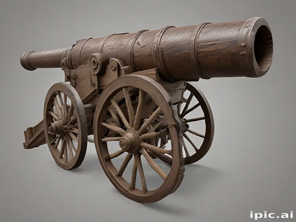 Historical Wooden Cannon Displayed on Wheels, Showcasing Vintage ...