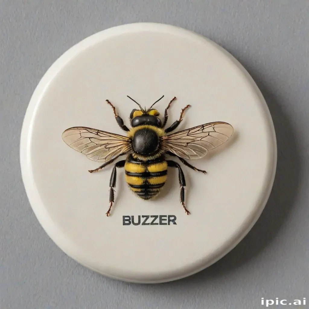 Realistic Bumblebee Illustration on a Decorative Wall Plate with Buzzer ...