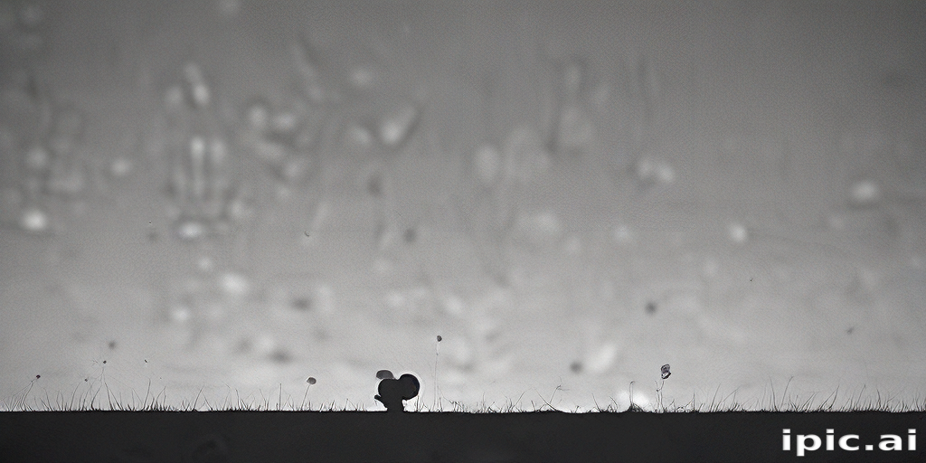 Silhouette of a Small Figure Against a Blurry Gray Background