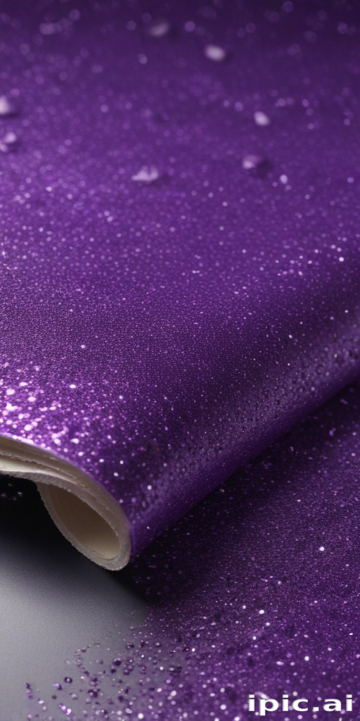 Shimmering Purple Glitter Fabric with Dewdrops Glimmering in Light