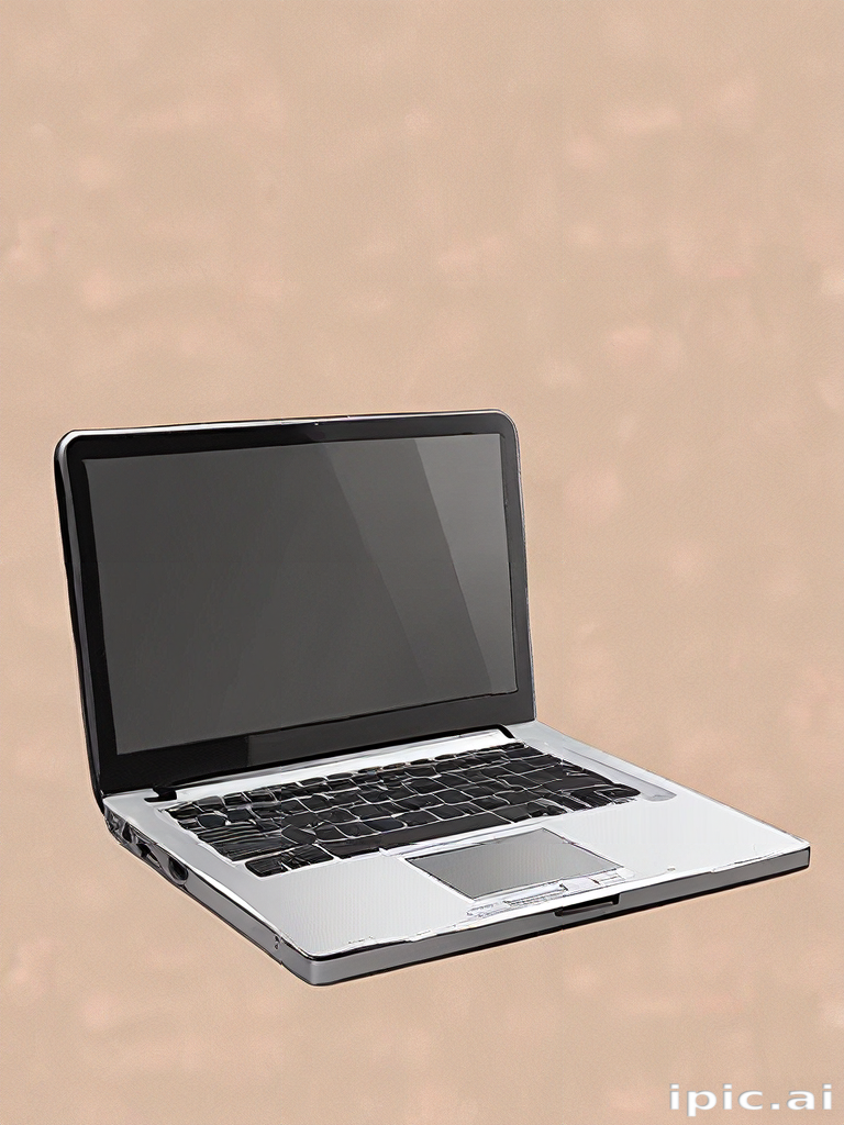 Modern Silver Laptop Open on a Soft Beige Background for Technology ...