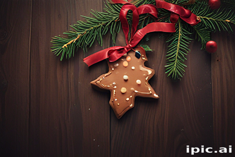 Decorative Christmas Cookie Shaped Like a Tree with Festive Accents