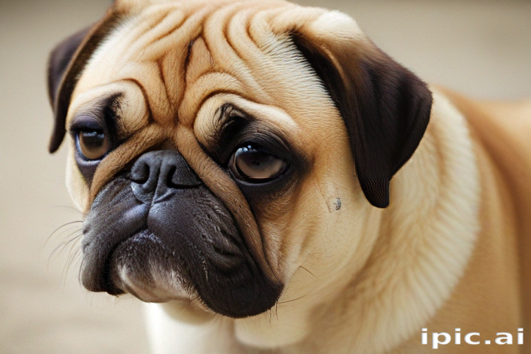 A Charming Pug with Expressive Eyes and Unique Wrinkled Features.