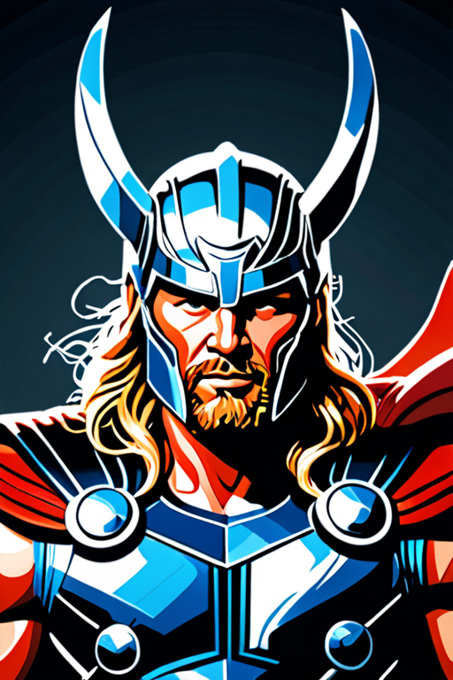 Full Vector portrait of Thor of Marvel superheroes