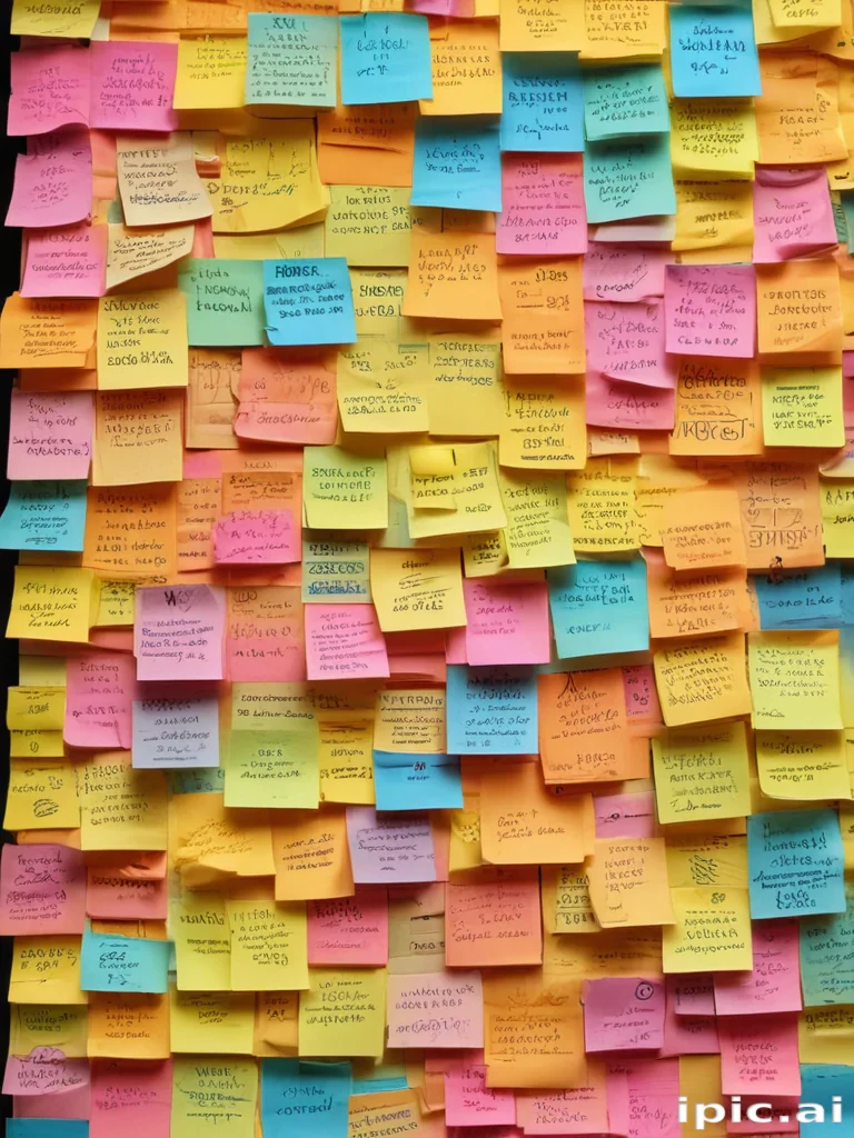 A Colorful Wall of Sticky Notes Filled with Ideas and Messages