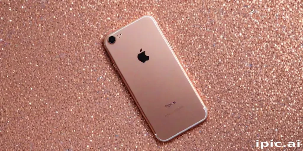 A Stylish Rose Gold Apple iPhone Resting on a Glittery Background.