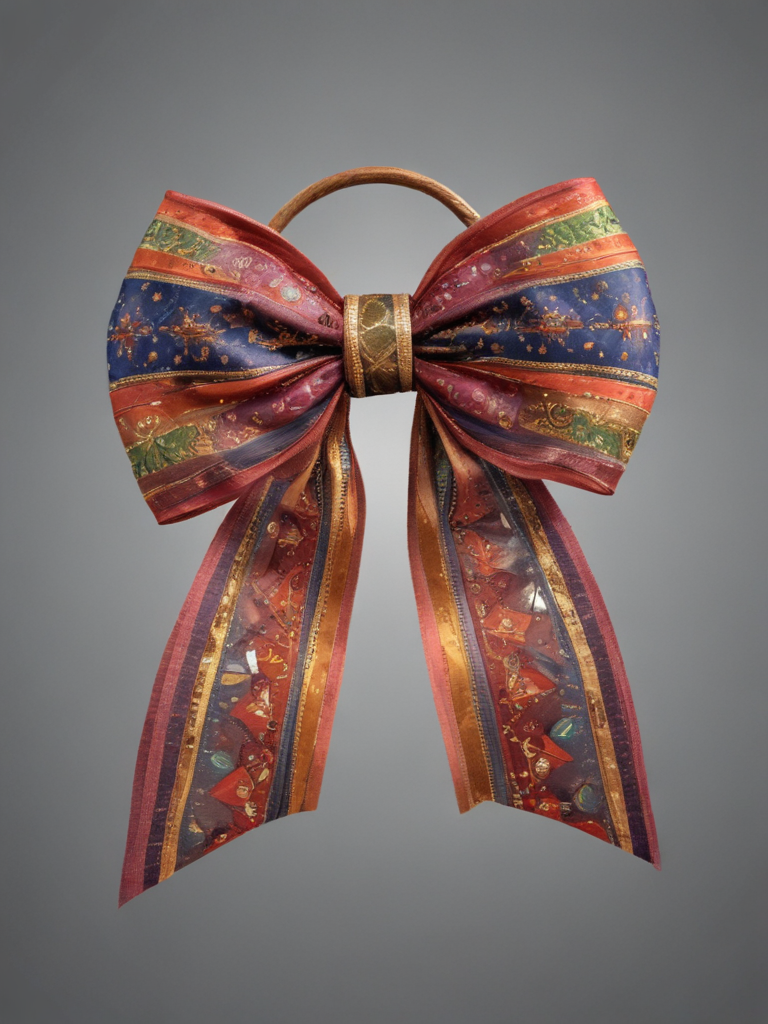 Elegant Decorative Bow with Colorful Patterns and Flowing Ribbons ...