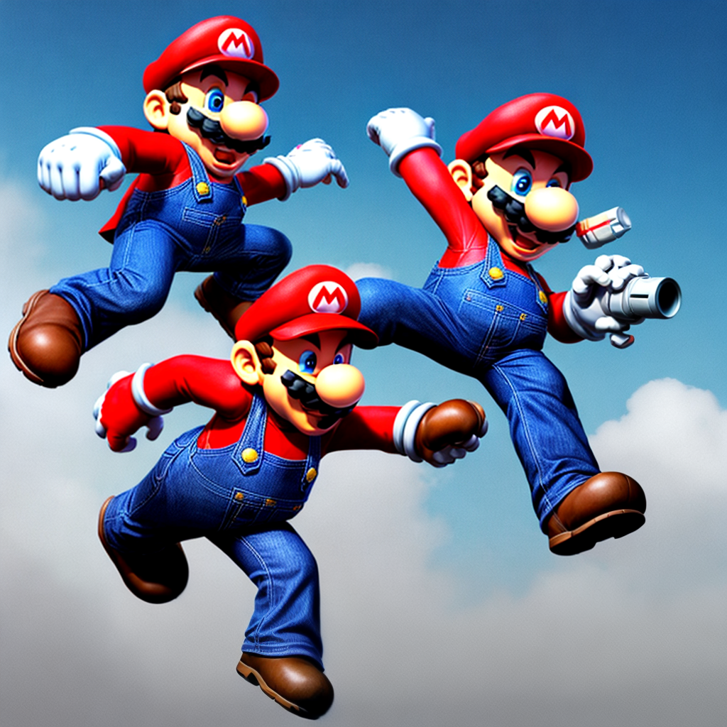 unrealistic 3d mario with shootinggun
