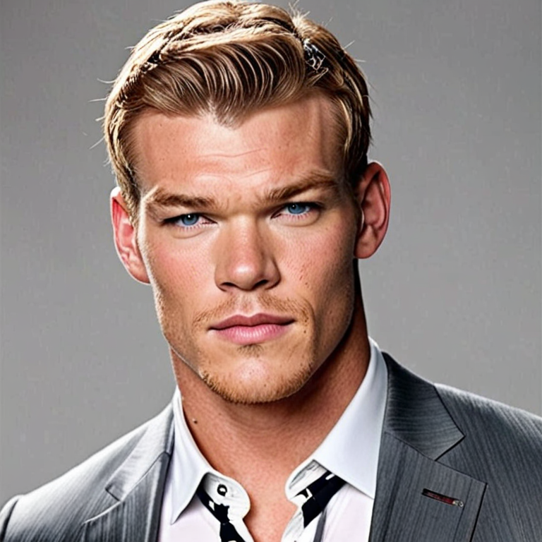 Alan Ritchson as a suit-clad spy