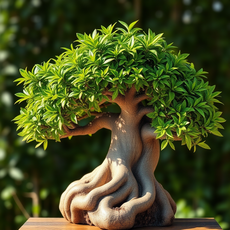 A Beautifully Crafted Bonsai Tree with Lush Green Foliage and Intricate ...
