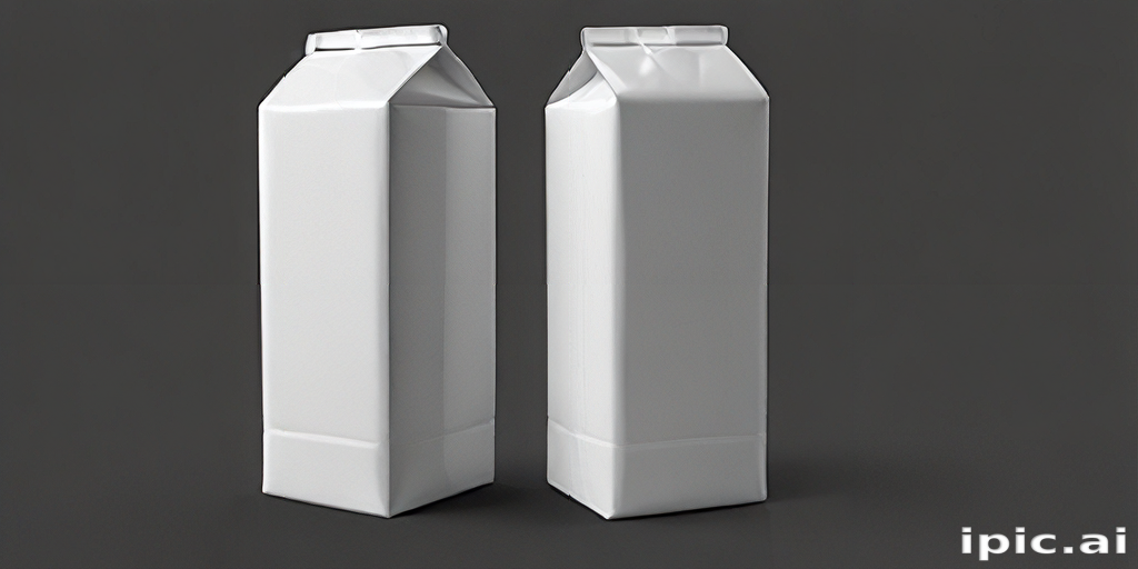 Two Plain White Milk Cartons Standing Side by Side on a Table