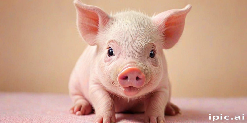 Adorable Piglet with Big Eyes and Cute Snout on Soft Surface