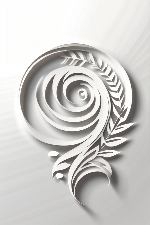 Intricate White Paper Design Featuring Swirling Patterns and Leaf Motifs