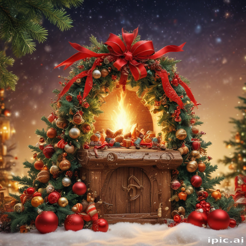 Cozy Christmas Fireplace Surrounded by Festive Decorations and Cheerful ...