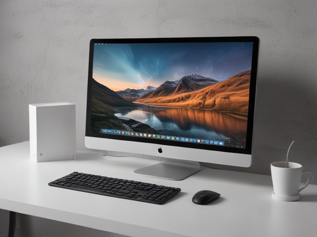 Modern Workspace Setup Featuring an Apple Computer and Minimalist ...