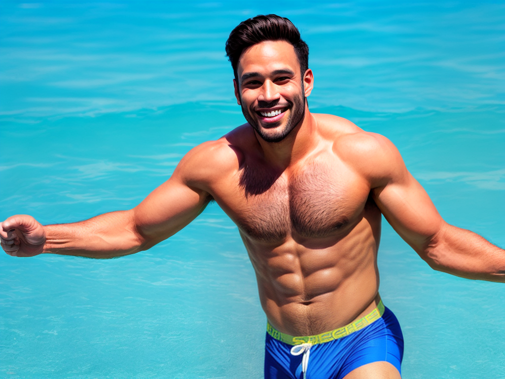 Man in speedo smiling
