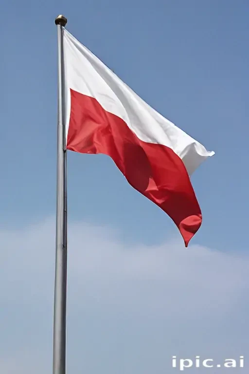 Polish National Flag Flying Proudly Against a Clear Blue Sky