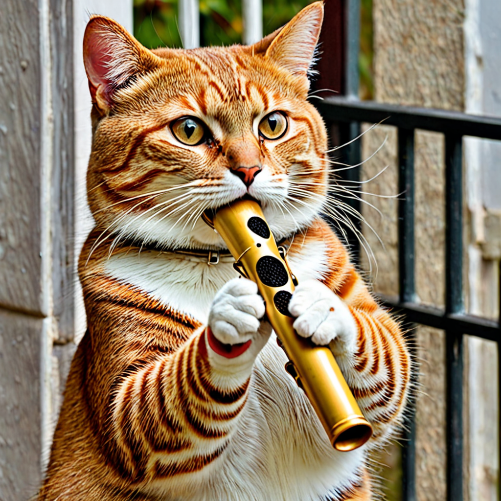 Gato tocando flauta