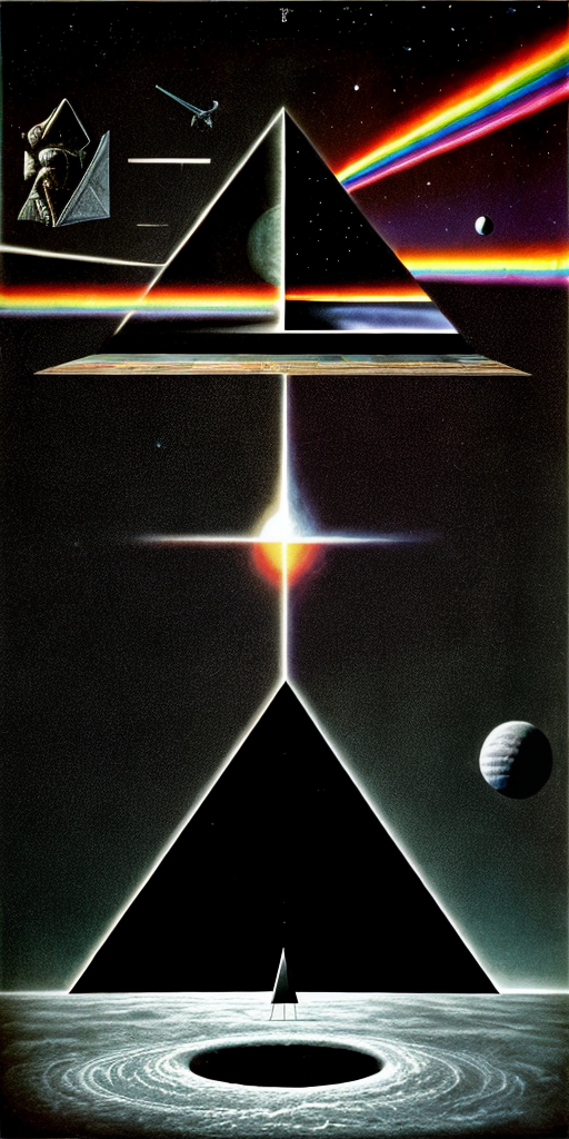 a table with images from the album The Dark Side Of The Moon by pink floyd