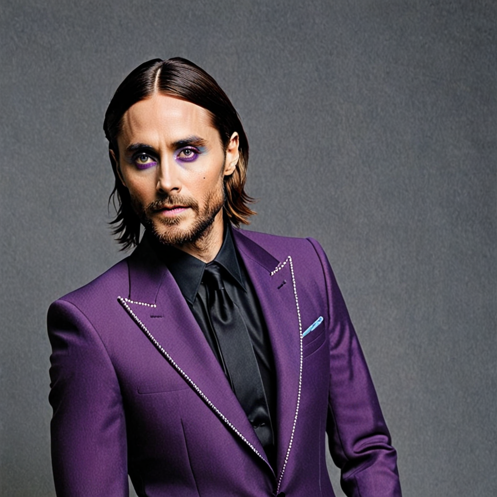 jared leto with a purple suit