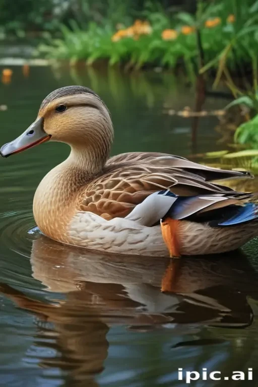 A Serene Duck Gliding Gracefully Across a Calm, Reflective Pond Surface.