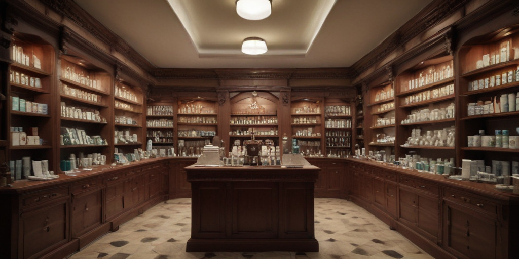A Vintage Apothecary Filled with Bottles and Remedies from the Past.