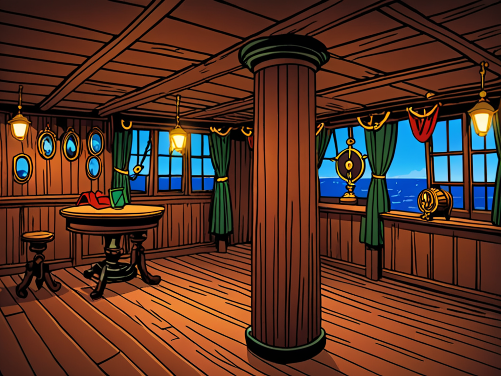 Interior of Captain Hook's state room on the pirate ship from the ...