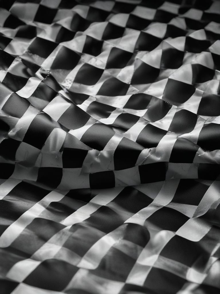 Textured Close-Up of a Black and White Checkered Racing Flag Fabric