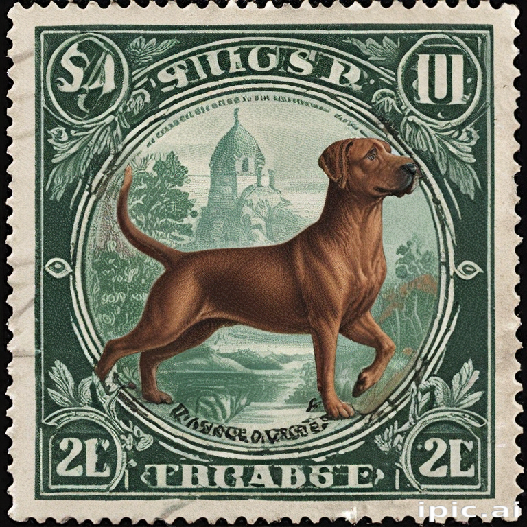 Vintage Stamp Featuring a Striking Illustration of a Majestic Dog