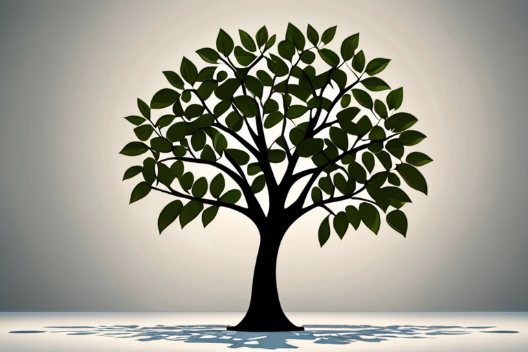 shadow beneath a detailed money tree