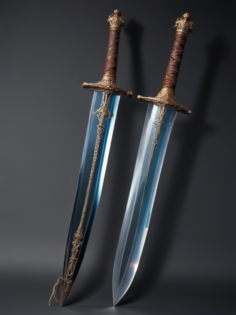 Exquisite Dual Blades Featuring Ornate Designs and Stunning Reflective ...