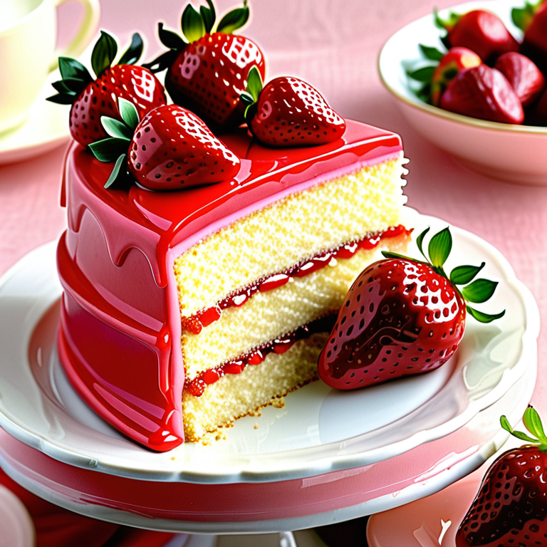 Deliciously Decorated Strawberry Cake with Fresh Strawberries on Top