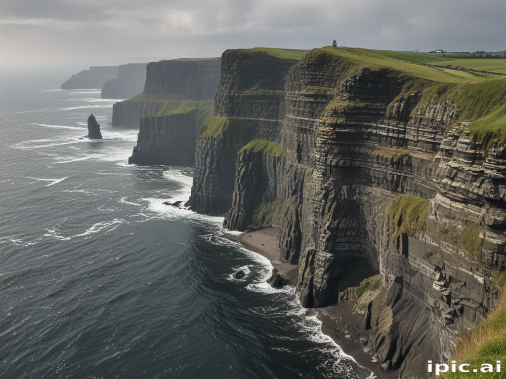 Majestic Cliffs Overlooking the Ocean with Lush Greenery and Scenic View