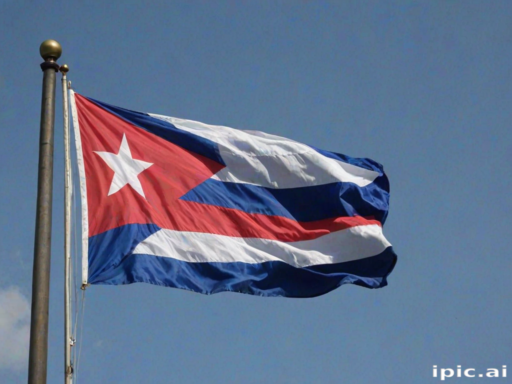 The Cuban Flag Waving Proudly Against a Clear Blue Sky