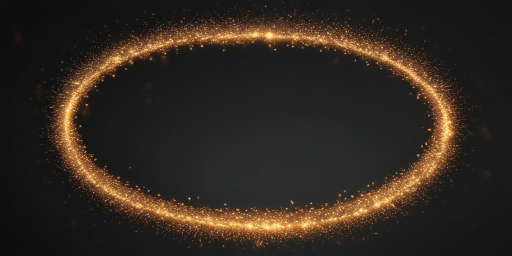 Glowing Golden Sparkles Forming a Magical Circular Frame on Dark Background
