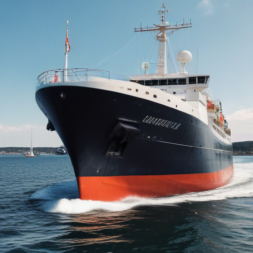 Bibby Stockholm ship in bright sunshine