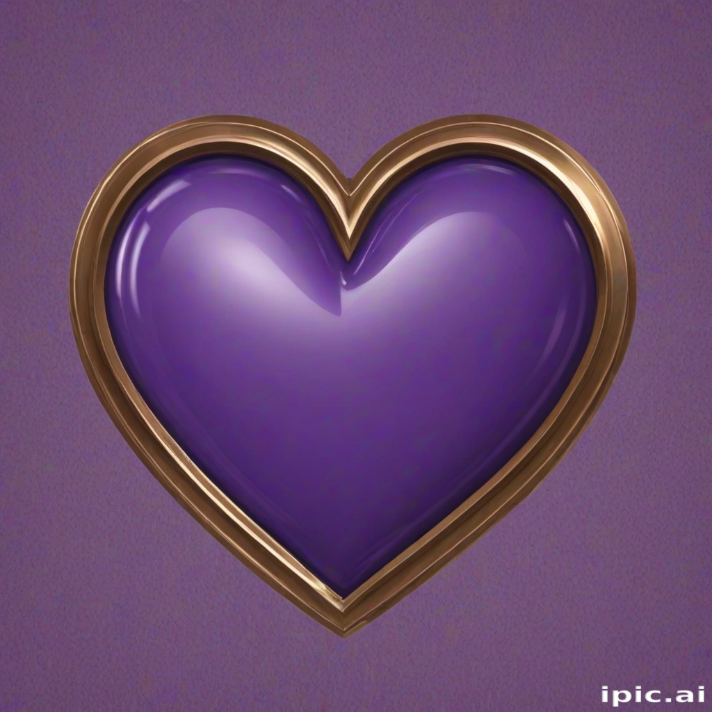 A Shiny Purple Heart with a Golden Outline on a Textured Background