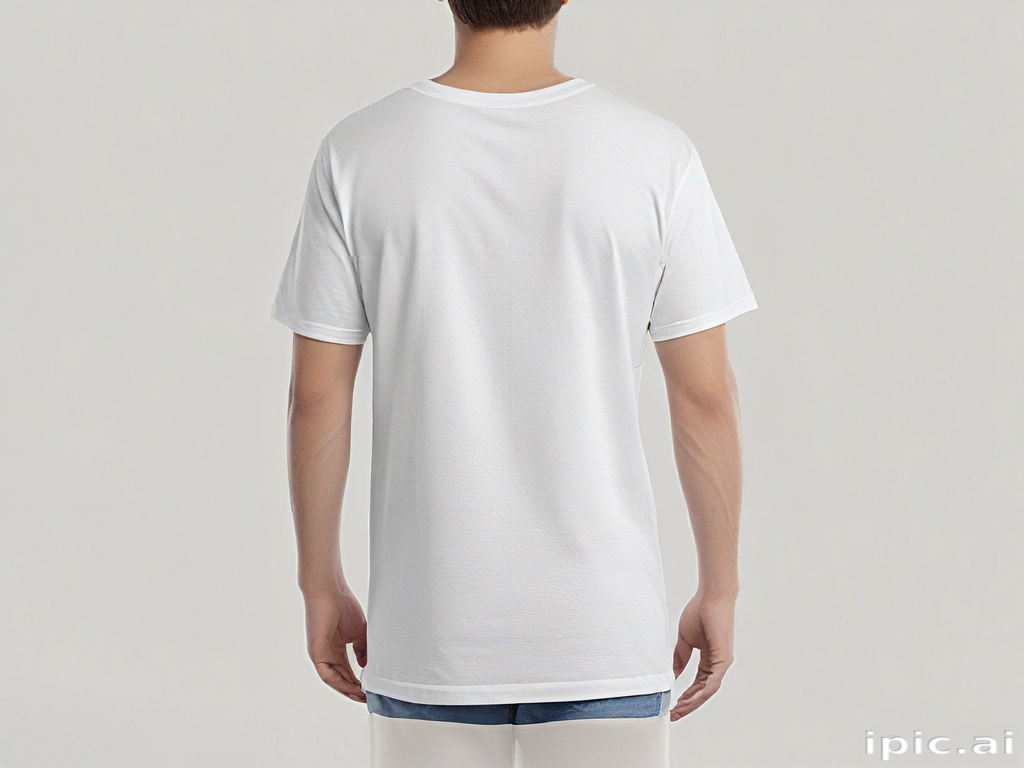 Plain White T-Shirt on Model Showcasing Minimalist Fashion from the Back