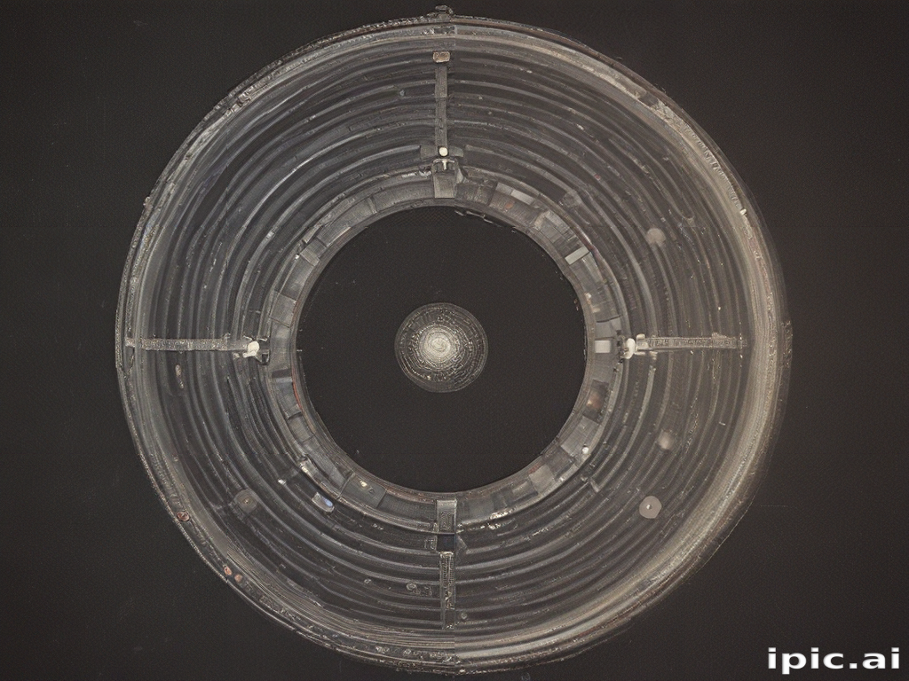 Intricate Circular Design Featuring Concentric Lines and a Central Sphere