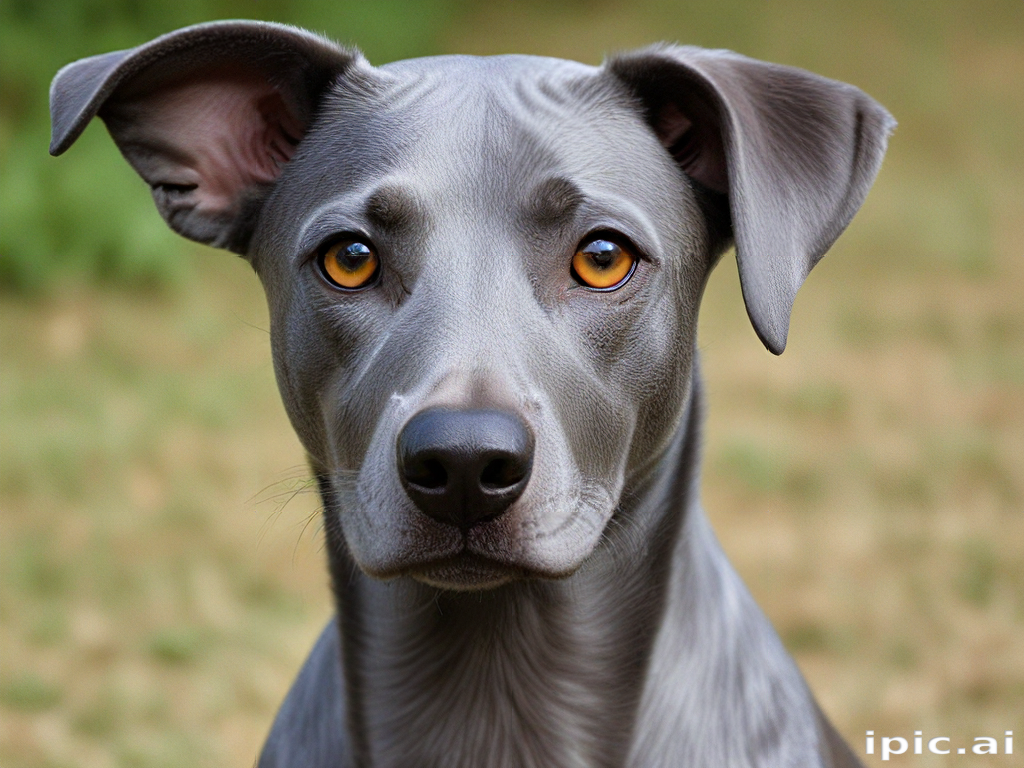 Adorable Gray Dog with Captivating Golden Eyes Looking Thoughtfully at ...