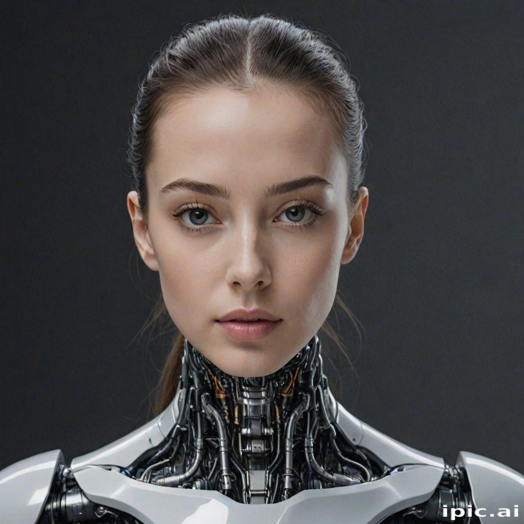 Futuristic Portrait of a Human-Robot Hybrid with Intricate Mechanical ...