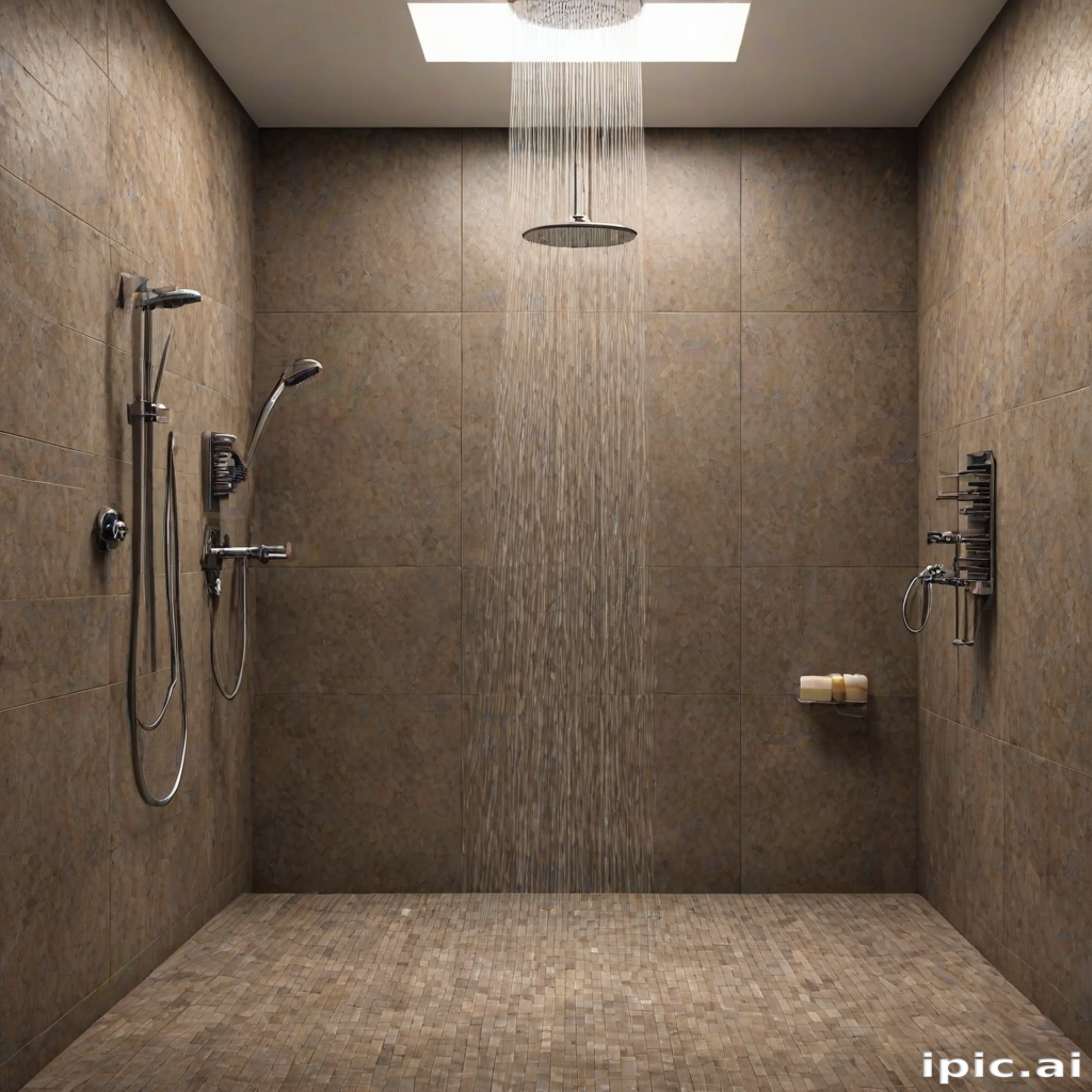 Modern Shower Space Featuring Dual Showerheads and Natural Stone Tiles