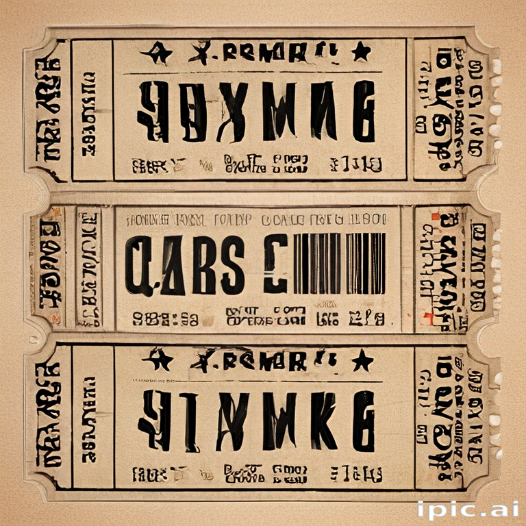 Vintage Ticket Design Featuring Unique Typography and Intricate Details ...