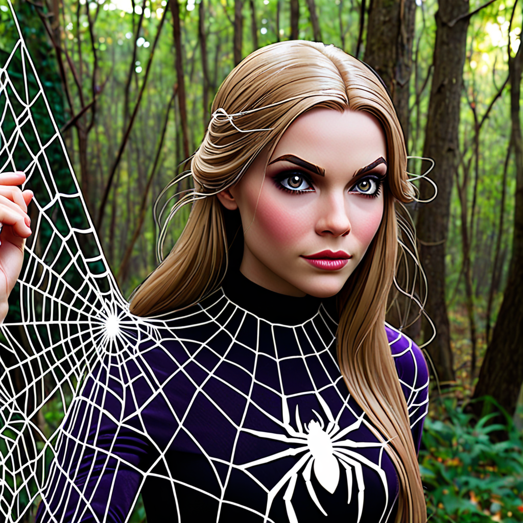 daphne human version ,wrapped in stuck in spider web adventure, spooky